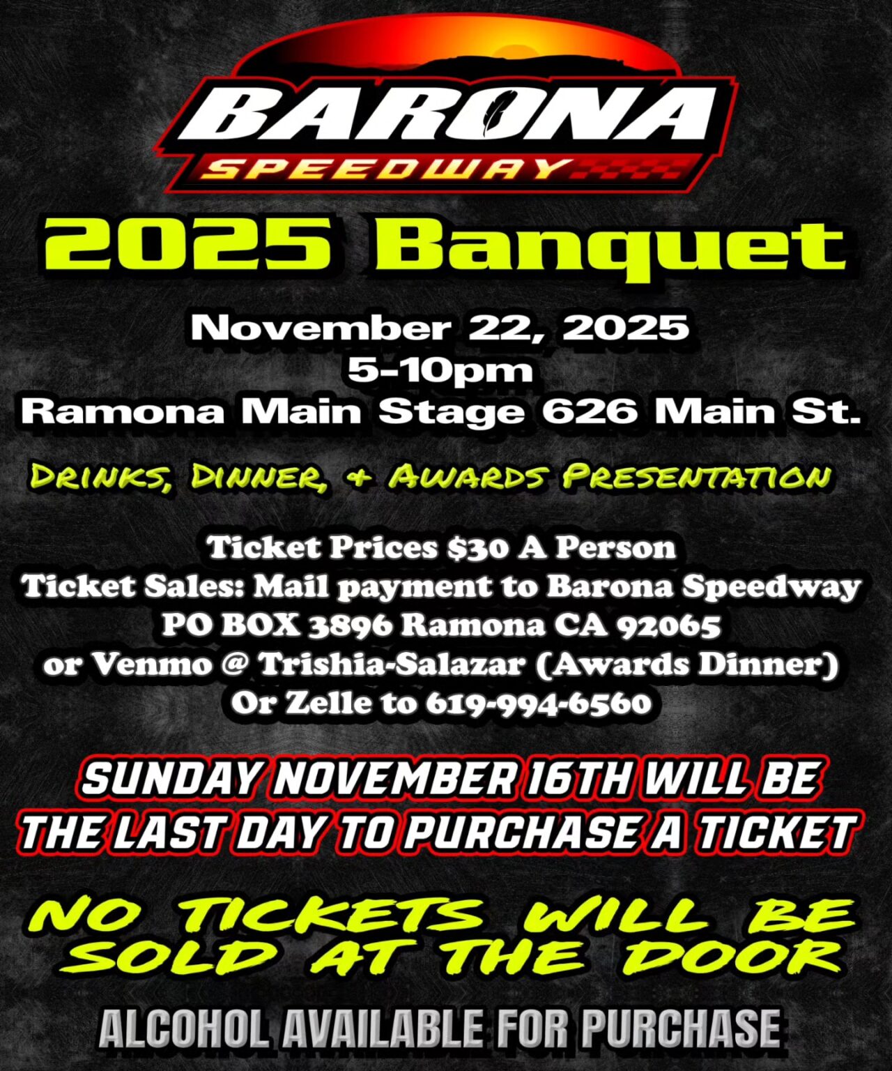 Barona Speedway 2025 Banquet 11-22-25 – Barona Speedway